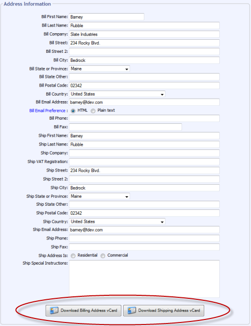 Downloading vCards