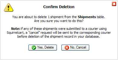 Deleting Shipments